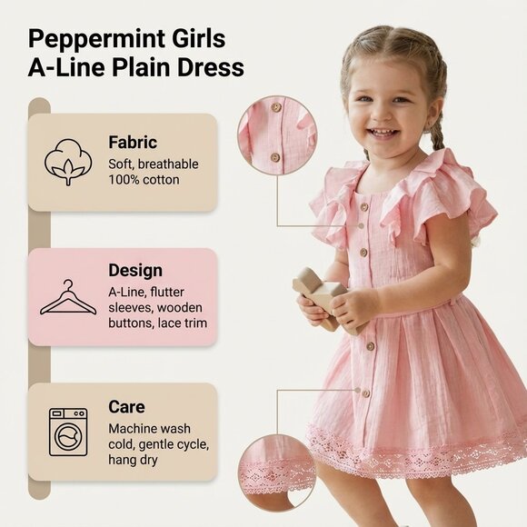 Peppermint | Dresses | Peppermint Girls Aline Pink Dress With Ruffled ...